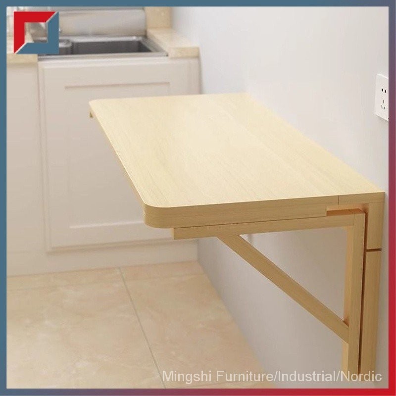Solid Wood Wall Folding Table Wall Hanging Computer Desk Desk Small ...