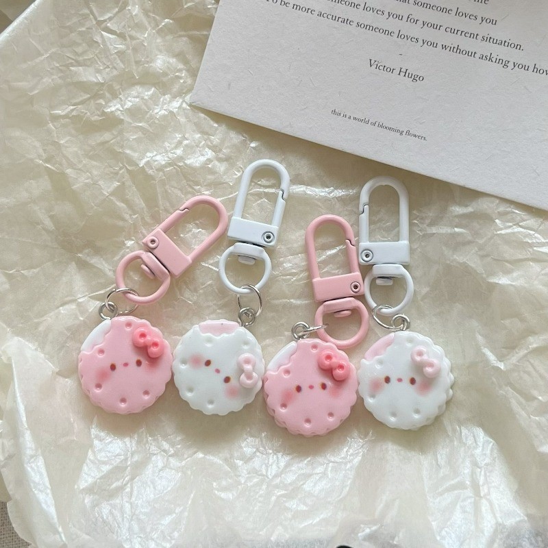 New Pink White Ins Cute Cake Keychain Key Rings Pendant Accessory As ...