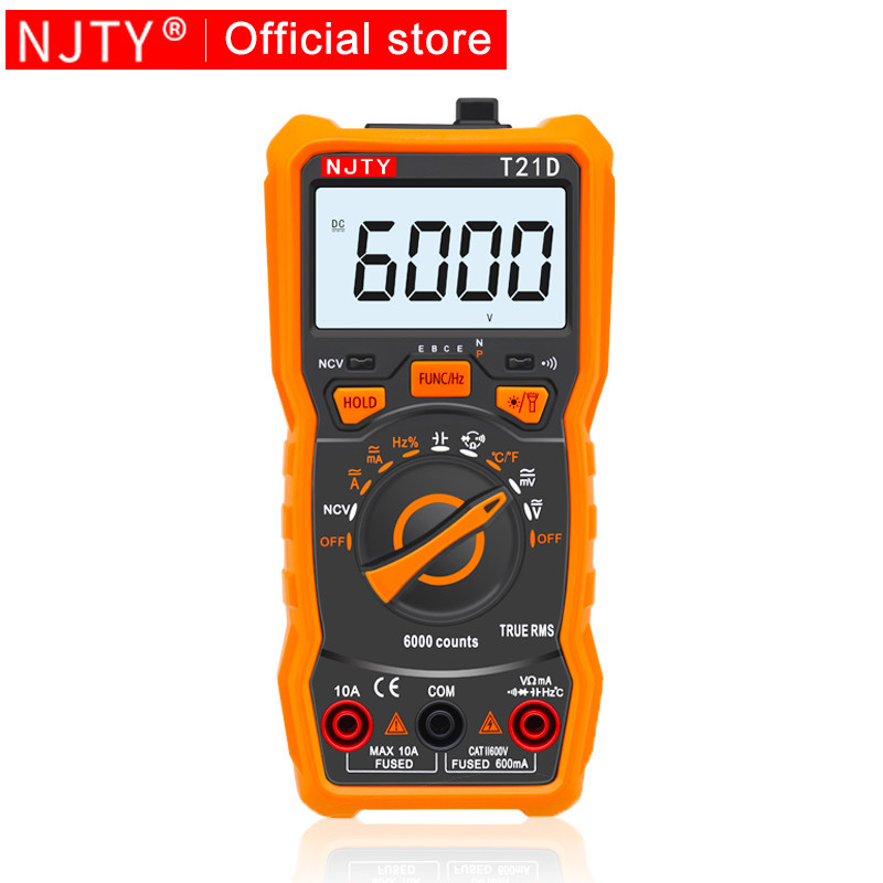 NJTY Digital Multimeter 6000 Counts AC/DC A V Auto Range T-RMS NCV ...