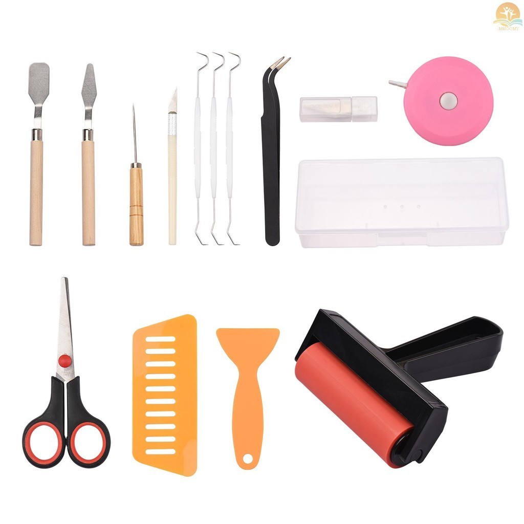 19pcs Craft Vinyl Weeding Tools Set with Brayer Tweezer Silhouettes ...
