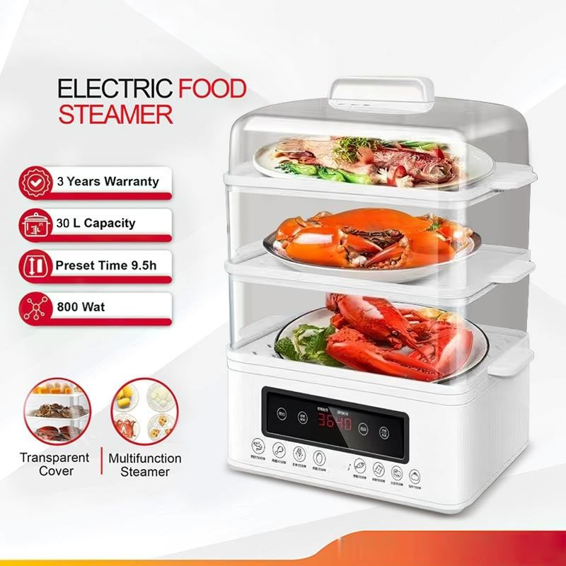 Electric Steamer Multi Food Steamer Cookerware 3 Tier Smart Auto Cutoff ...