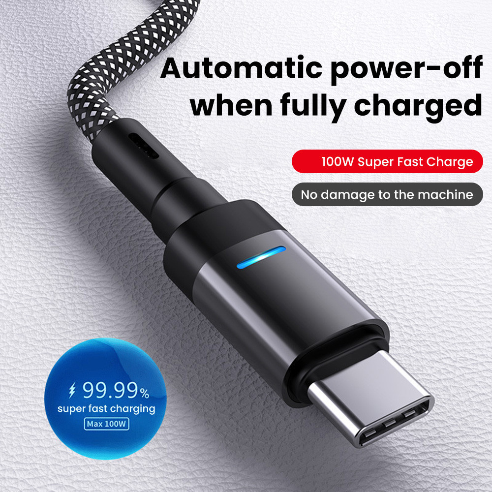 100W 6A Type C To Type C Cable PD Fast Charging Intelligent Power Off ...