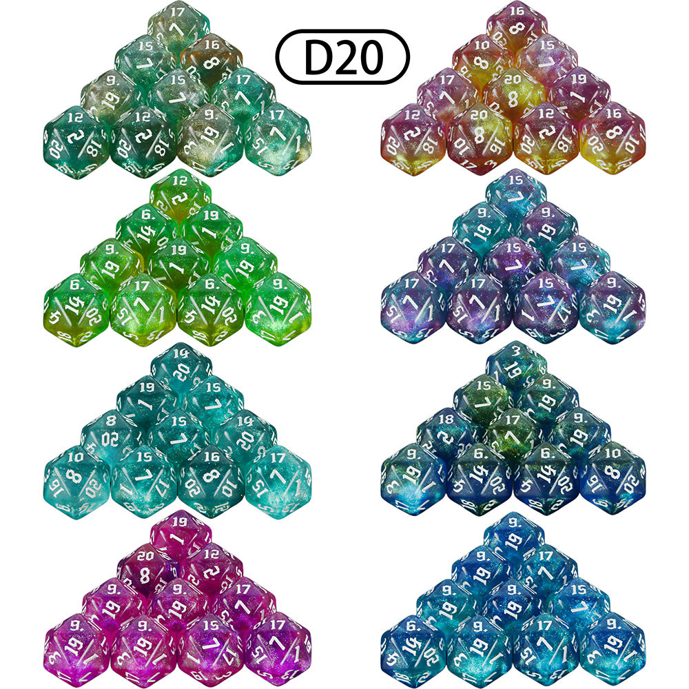 10PCS Polyhedral D20 Dice 20 Sided Dice Set for DND RPG Tabletop Game ...