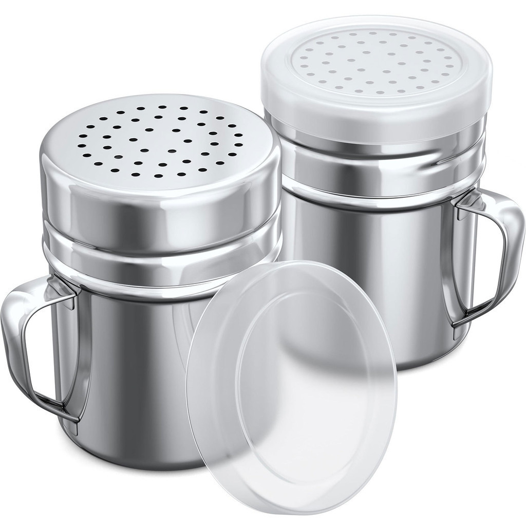 HG 2pcs Stainless Steel Powder Sprinkler Jars with Handle Shaker Pepper ...