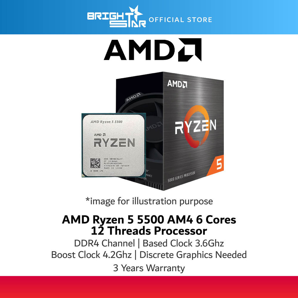 AMD Ryzen 5 5500 6 Cores 12 Threads 3.6Ghz AM4 Processor | Shopee Malaysia