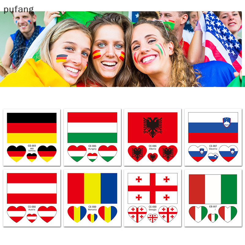 pu 10pcs 2024 European Championship International Flag Tattoo Sticker ...