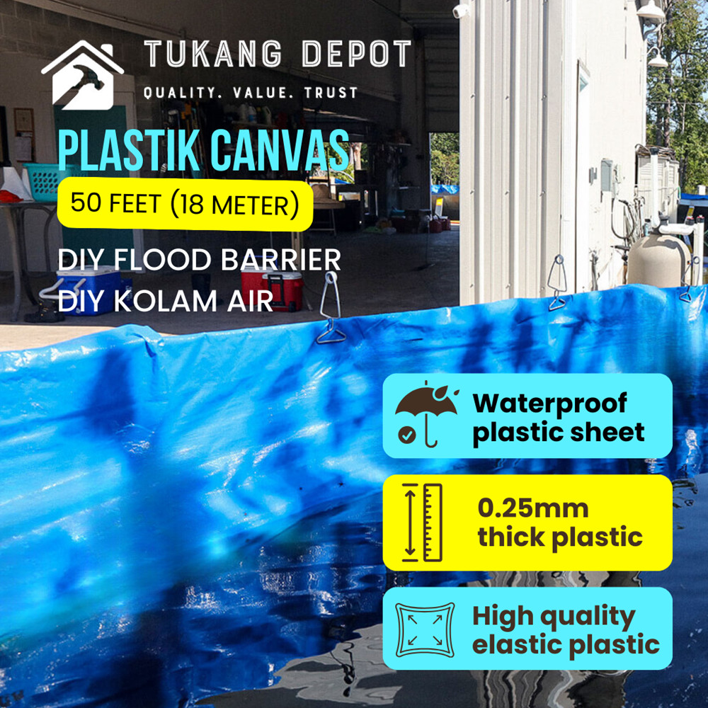 [Tukang] 50'x10.5' Blue Plastic Canvas, Floor Cover, Canvas Tutup ...