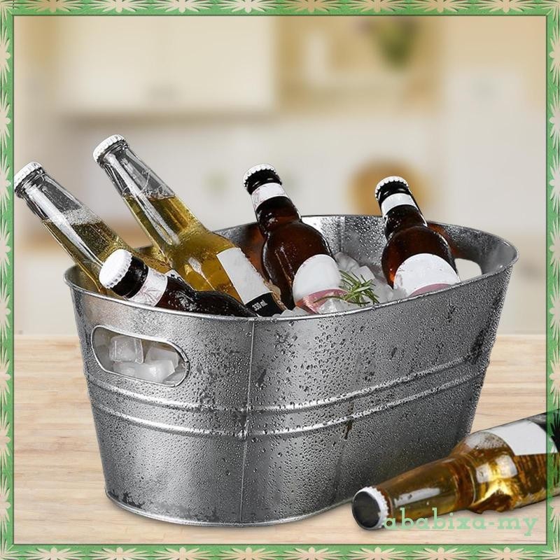 [AbabixaMY] Ice Bucket Galvanized Tub Ice Holder Rustic Storage ...