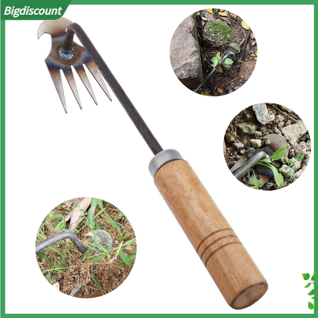 {BIG} Garden Weeding Tool Grass Root Remover Long Handle Stainless Weeding Tool for Easy Garden ...