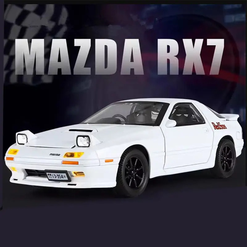 1:24 INITIAL D Mazda RX7 RX-7 Supercar High Simulation Alloy Pull-Back ...