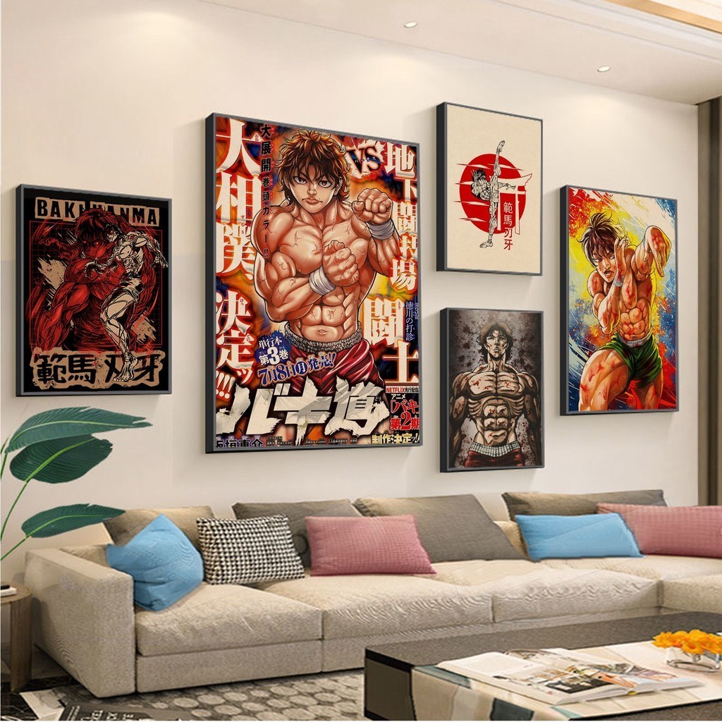 Poster Seni Anime Jepun Baki Hanma - Hiasan Ruang Tamu, Bar, Hiasan ...