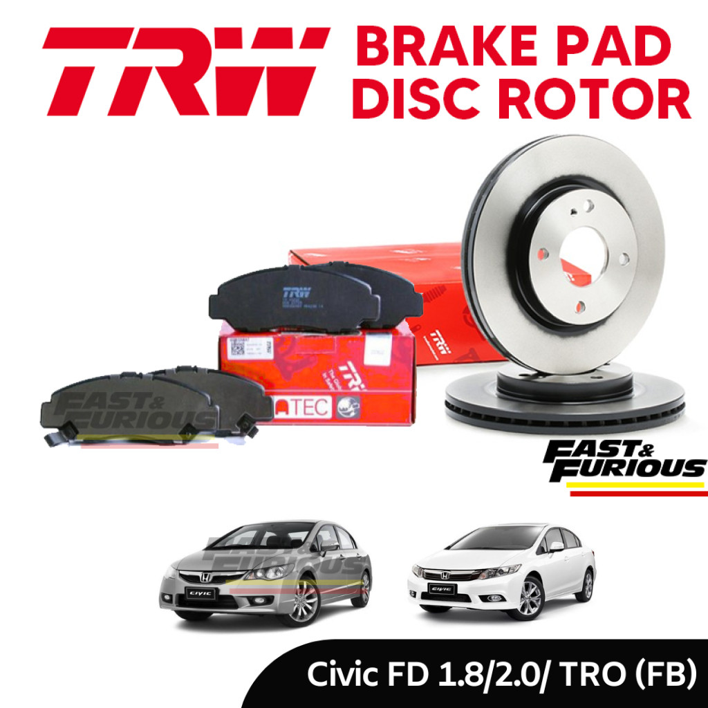 TRW Civic SNA 1.8 (FD) / SNB 2.0/ TRO (FB) Rear (Belakang) Disc Rotor ...