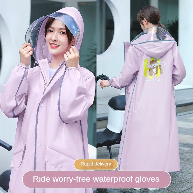 New Style Single One-Piece Raincoat Women Long Raincoat Rainproof ...