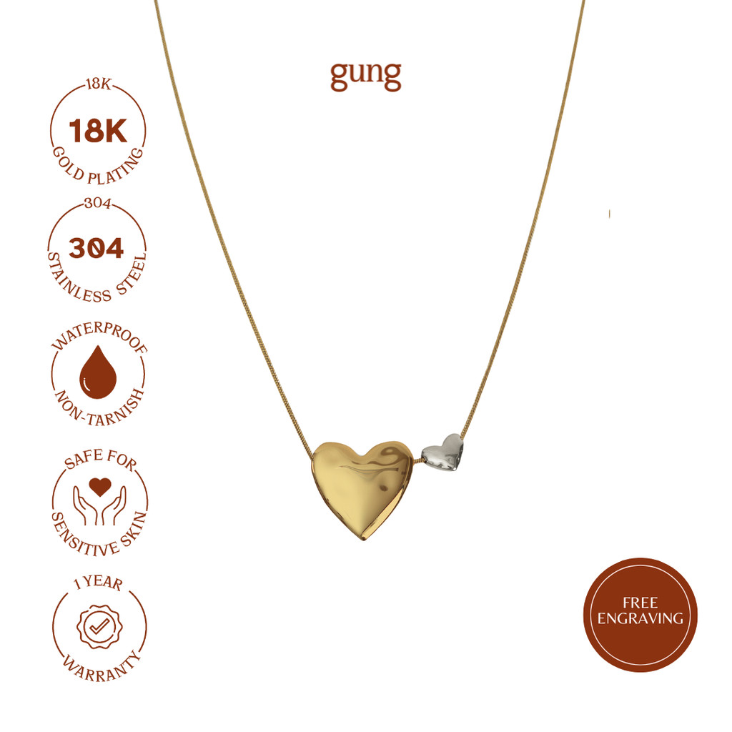 Two of a Kind Heart Mixed Metal Gold Necklace | Shopee Malaysia