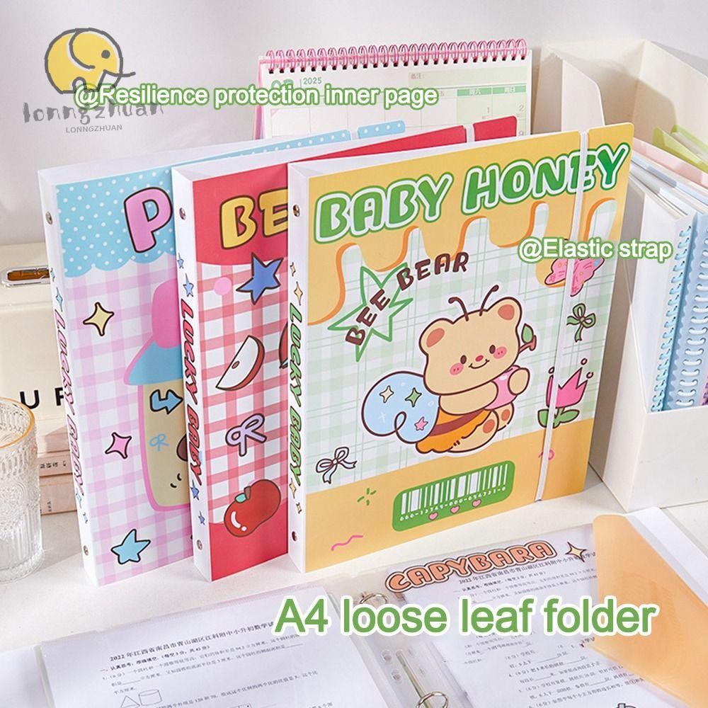 LONNGUVO A4 Folder, Loose-leaf Capibara/Dog/Bear File Folder, Cute ...