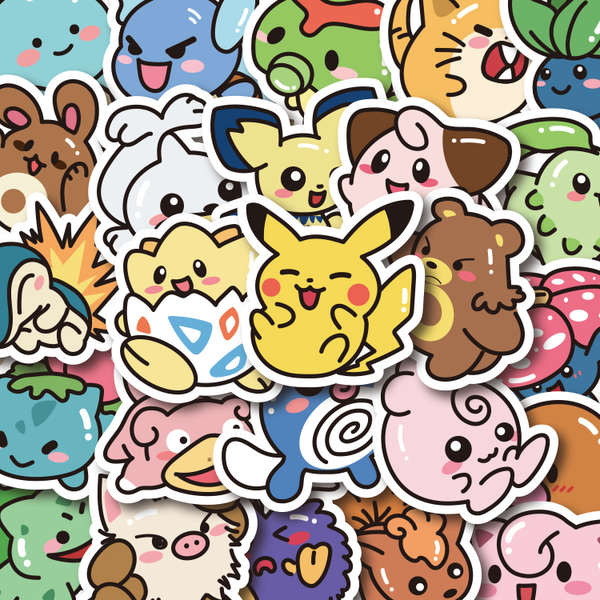 100 Sheets Cute Q Version Pokémon Stickers Pokémon ins High-value ...