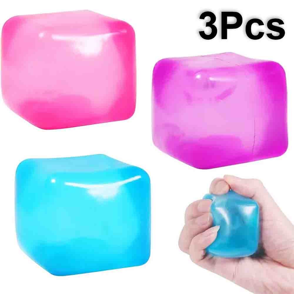 3Pcs Squishy Ice Cube Fidget Toy Stress Ball Stress relieve Calming ...