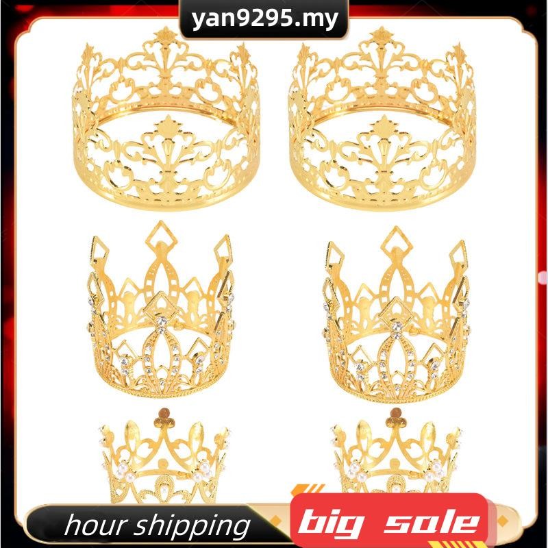 6 Pcs Gold Mini Crown Cake Topper Birthday Mini Crown Cake Topper ...