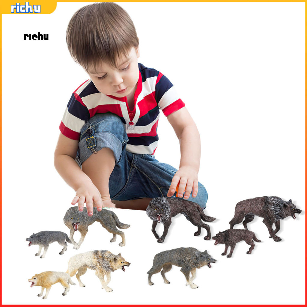 [richu] Realistic Wolf Toy Educational Wolf Toy Realistic Wolf Family ...
