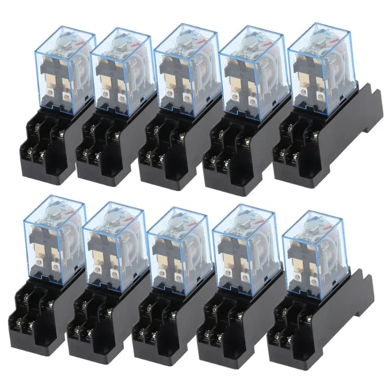 10Set LY2NJ DPDT 8-Pin Power Relay 12V 24V DC 110V 220V 380V AC w/ Socket Base | Shopee Malaysia