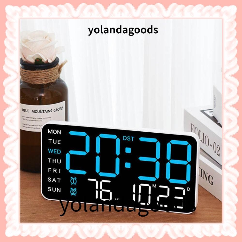 YOLAN Electronic Wall Clock, Wall-mounted Multi-functional Digital LED ...