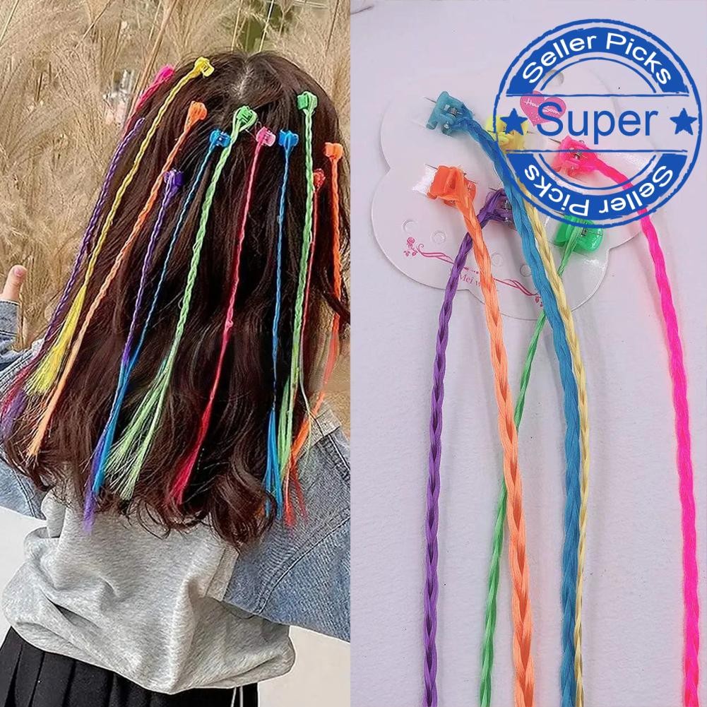 Girls' False Braids Colorful Twisted Braid Wig Headdress Hair Children ...