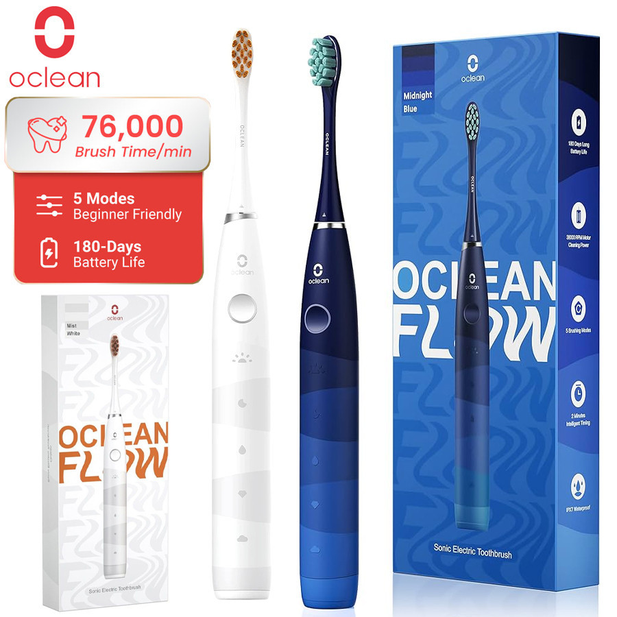 Oclean Flow Sonic Electric Toothbrush with Quiet Operation 5 Brushing Modes & USB-C Charging ...