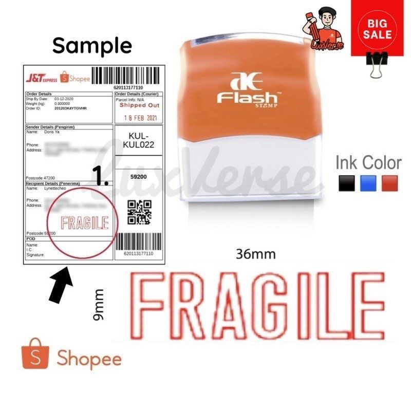 FRAGILE INK STAMP FOR SHOPEE COURIER ReadyStock🔥🔥🔥 | Shopee Malaysia