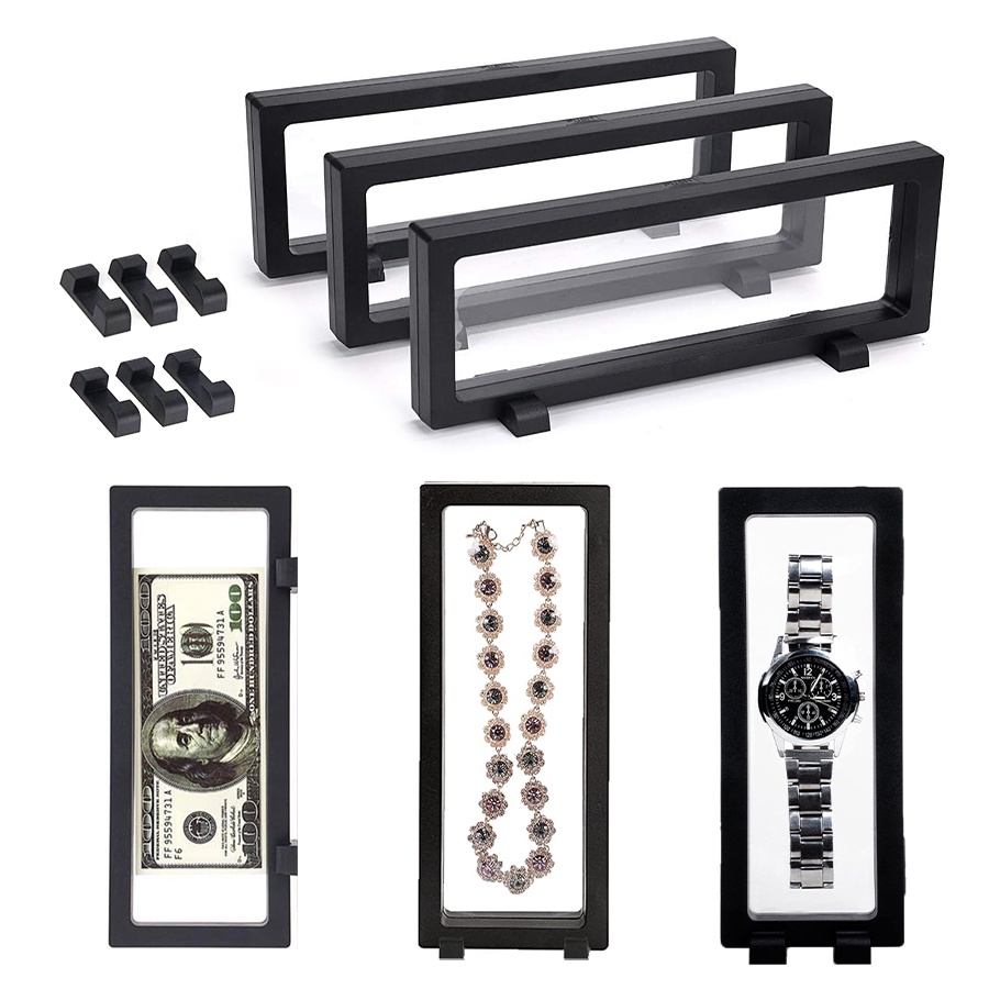 3D Floating Display Case, Floating Frames with Stands, Challenge Coin Display Holders with Bases ...