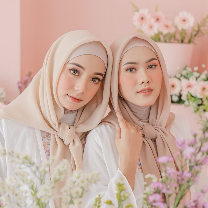 Bella square | Rectangular hijab | Plain place| Square VEIL| | Shopee ...