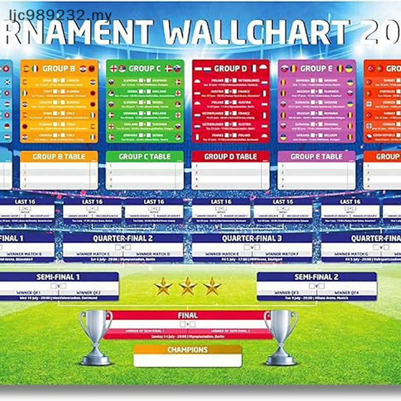 【NIMY】 2024 Euro Soccer Match Schedule Wall Chart Poster For Bar Home ...