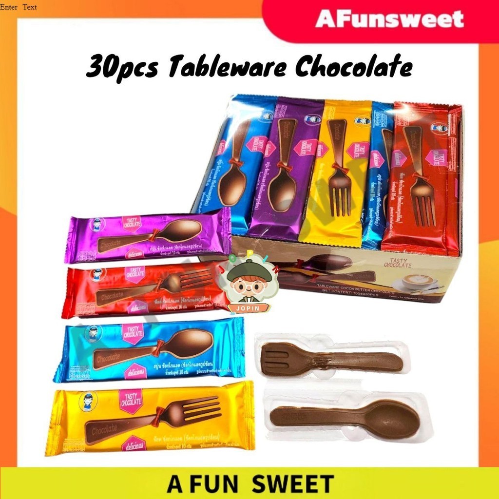 30pcs x 10g Tableware Chocolate Cocoa Butter Flavour spoon and fork ...