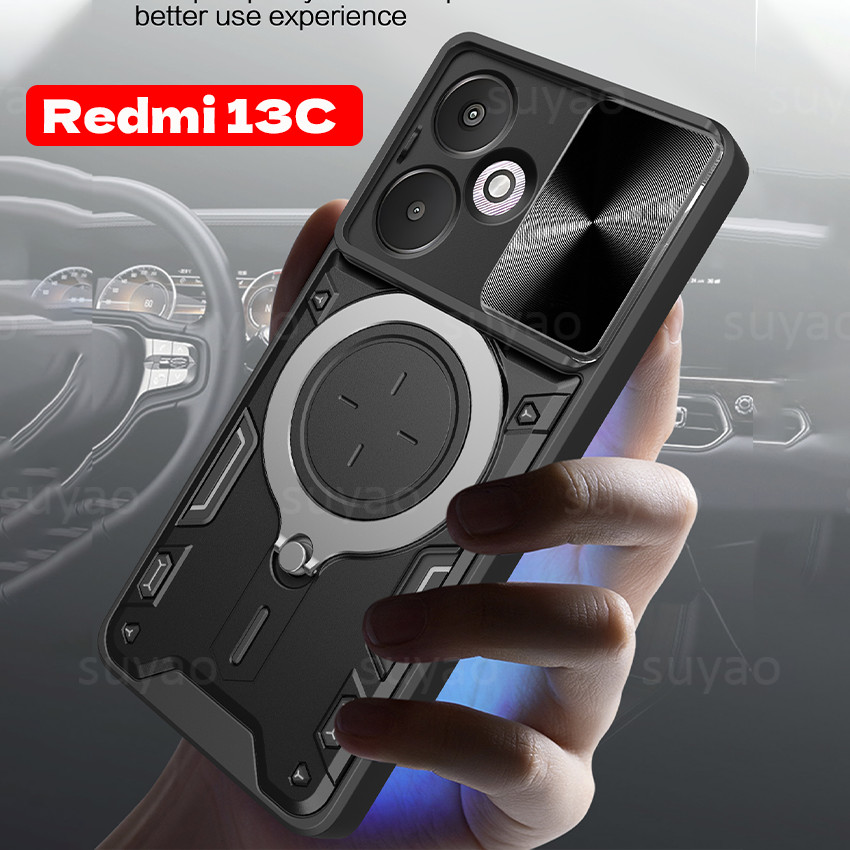 For Xiaomi Redmi 13C 5G 4G 2024 Poco C65 Phone Case Stand Ring Casing ...