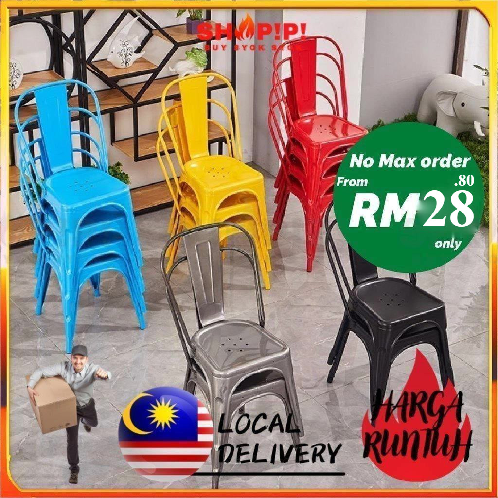 SHOPIPI Bar Chair Kerusi Makan Besi Cafe Bar Stool Cafe Chair Metal ...