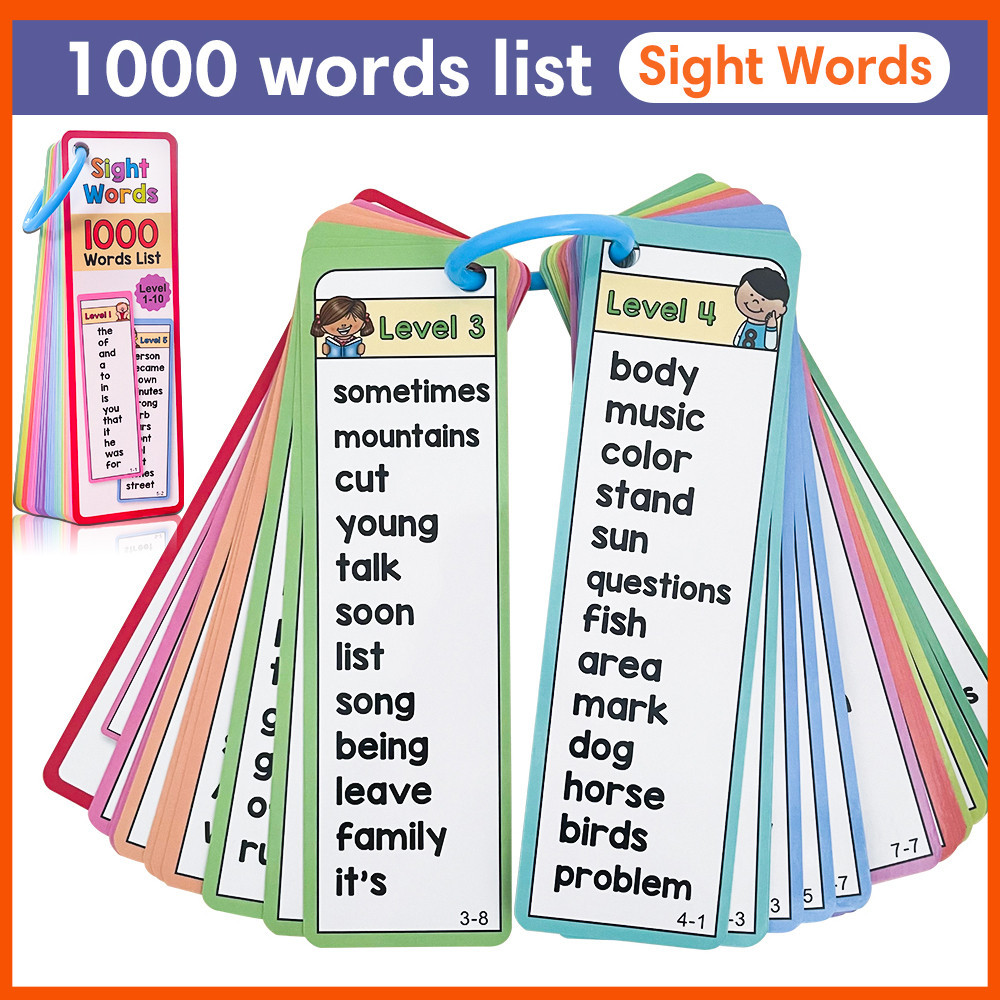 1000 Words English Sight Words Flash Cards Learning Reading Memory ...