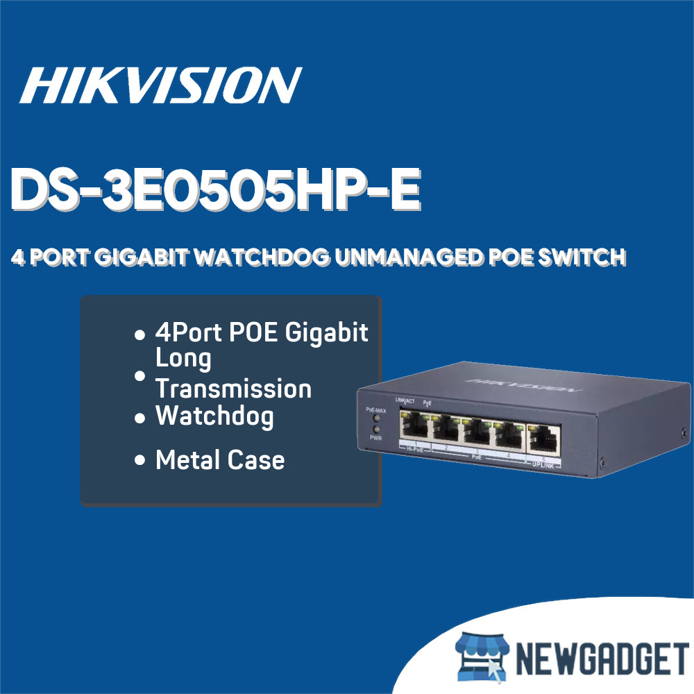 Hikvision DS-3E0505HP-E 4 PORT GIGABIT WATCHDOG UNMANAGED POE SWITCH | Shopee Malaysia