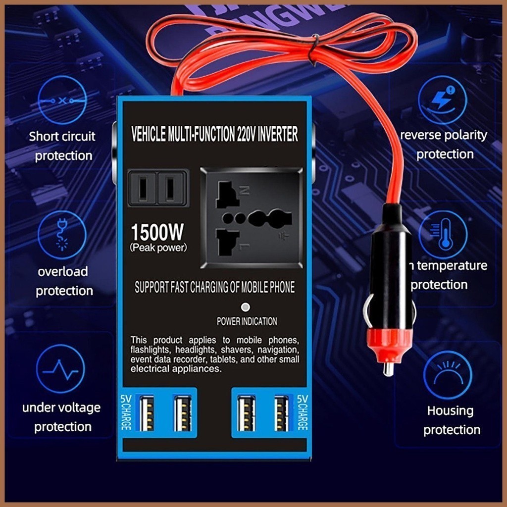 Vehicle inverter Car Plug Adapter 12V/24V to 220V Universal Power ...