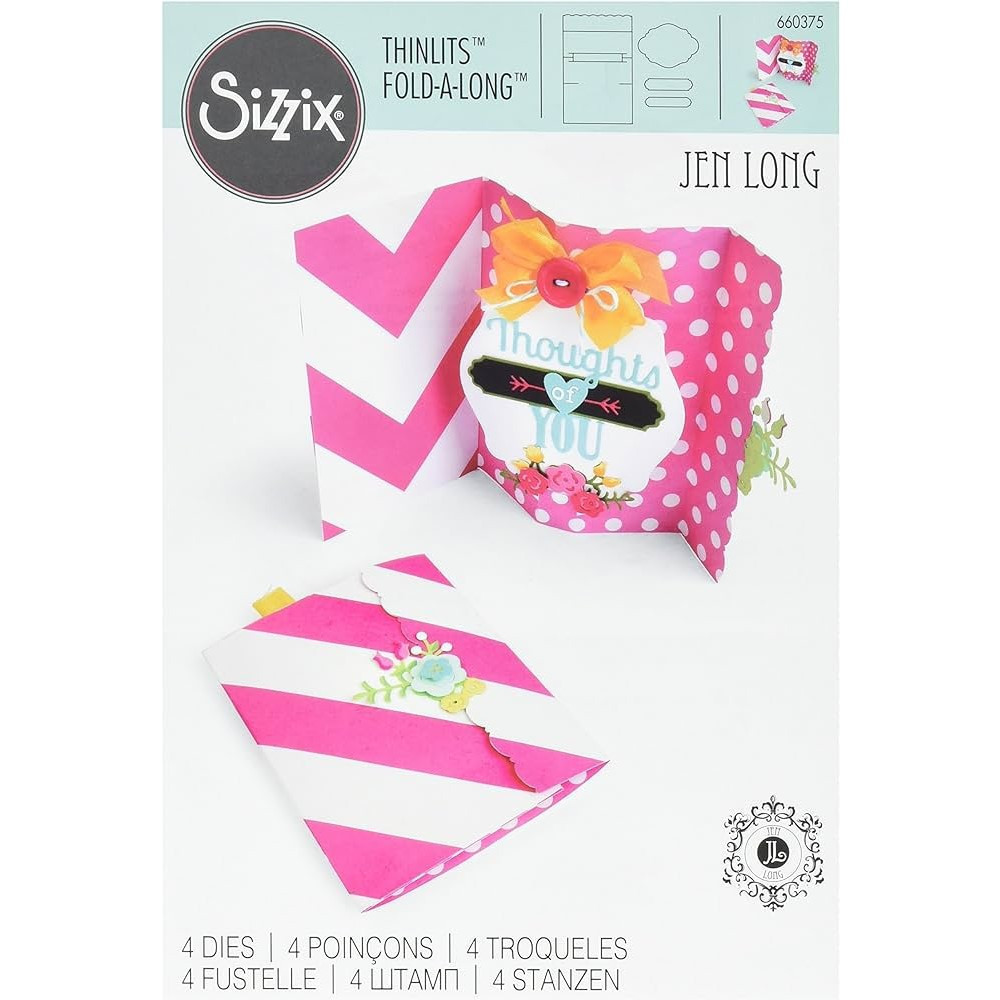 Sizzix Thinlits Dies - Card, Ornate Label Fold-a--Long by Jen Long (For use with standard die ...