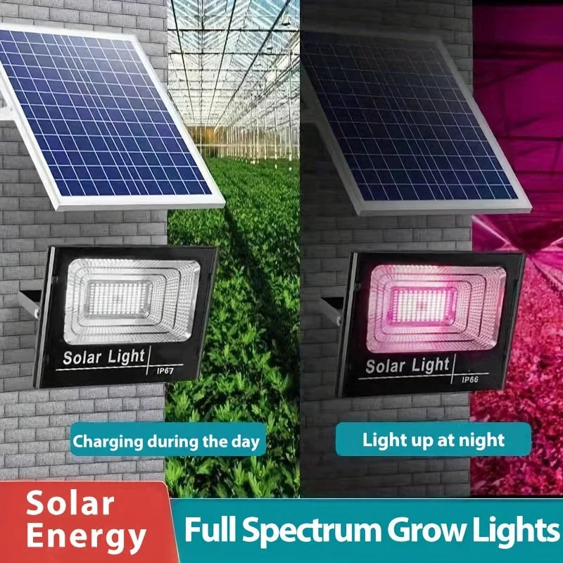 Solar Power LED Grow Light Full Spectrum Floodlight Plant Growing Lamp ...