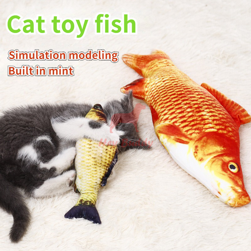 Pet Cat Toys Cute Fish Shape Chewing Toy Simulation Stuffed Fish Pet ...