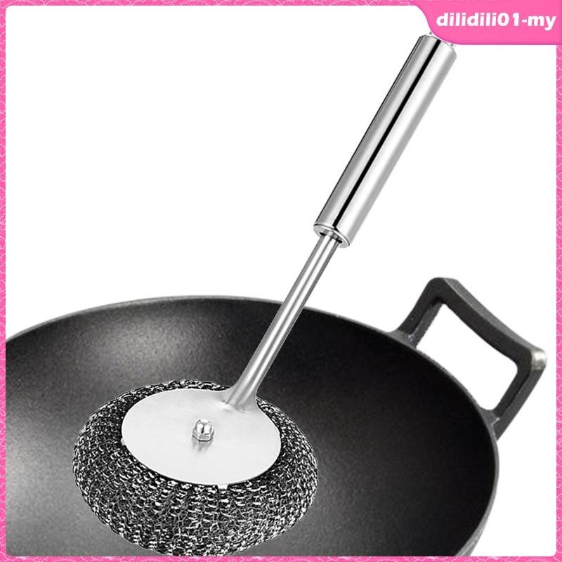 [DilidilidaMY] Stainless Steel Sponge Scourer with Long Handle Metal ...