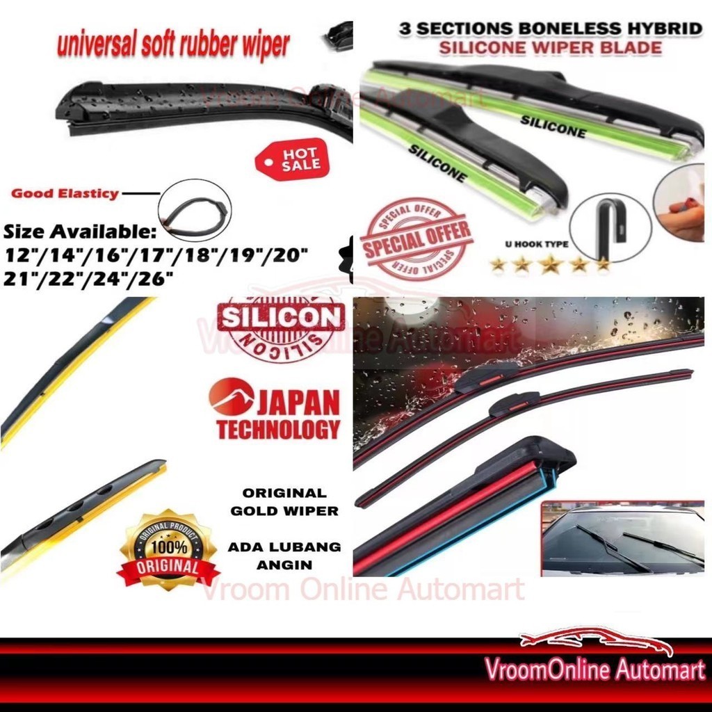 3 Selection Mugen Silicone Windshied Car Wiper Silicon compatible For Proton Perodua Honda ...