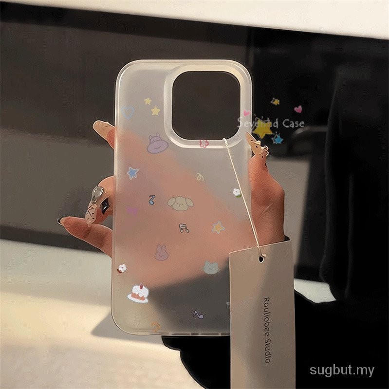 Cute cartoon small stickers frosted mobile phone shell for iPhone ...