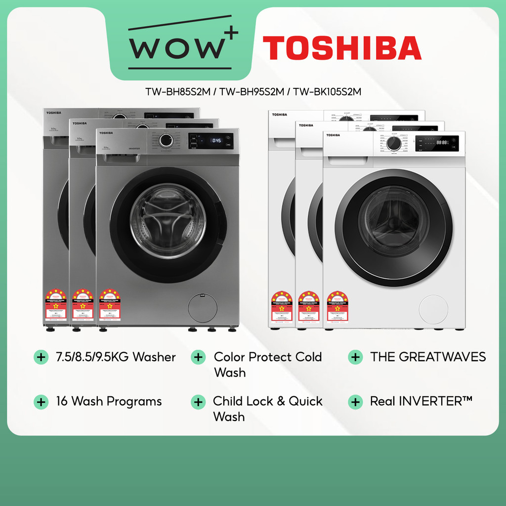 Toshiba Washing Machine (7.5-9.5KG) Inverter TW-BH85S2M(WK) / TW-BH95S2M(WK) / TW-BK105S2M(WK ...