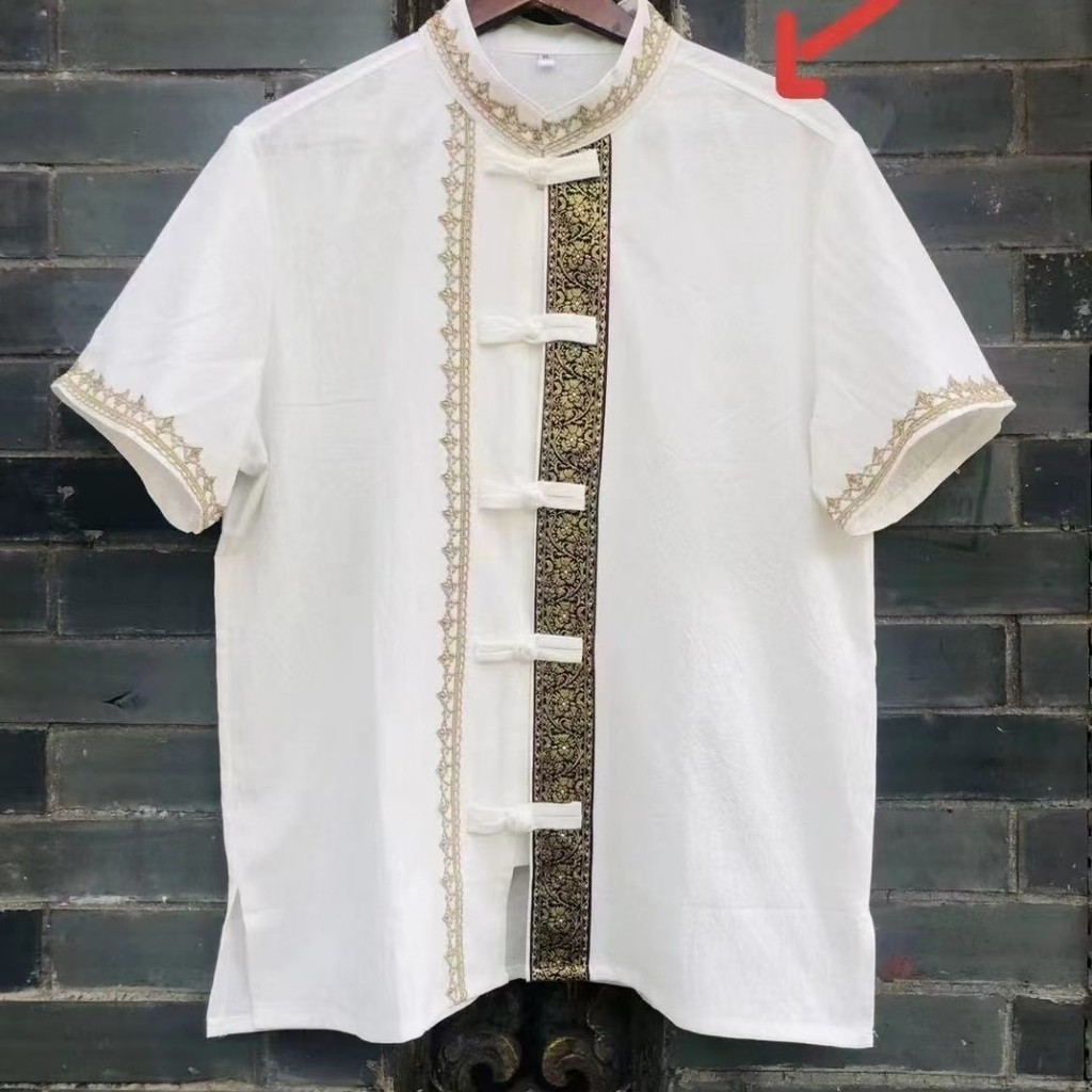 Phu Thai Traditional Shirt Short Sleeves Top Shirt Muslim Barong ...