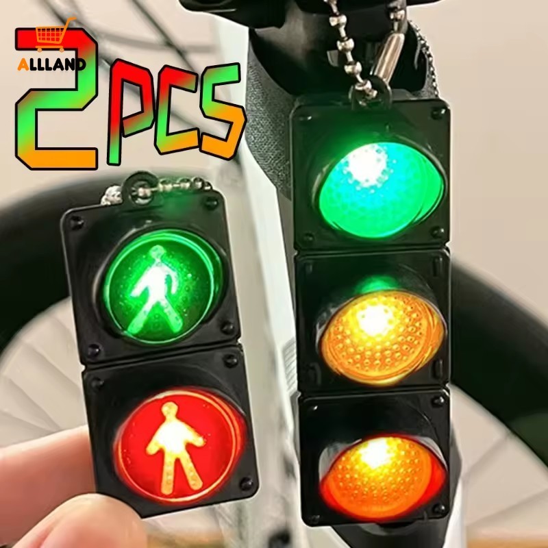 2PCS Simulation Electronic Traffic Light Keychain Pendant Mini ...