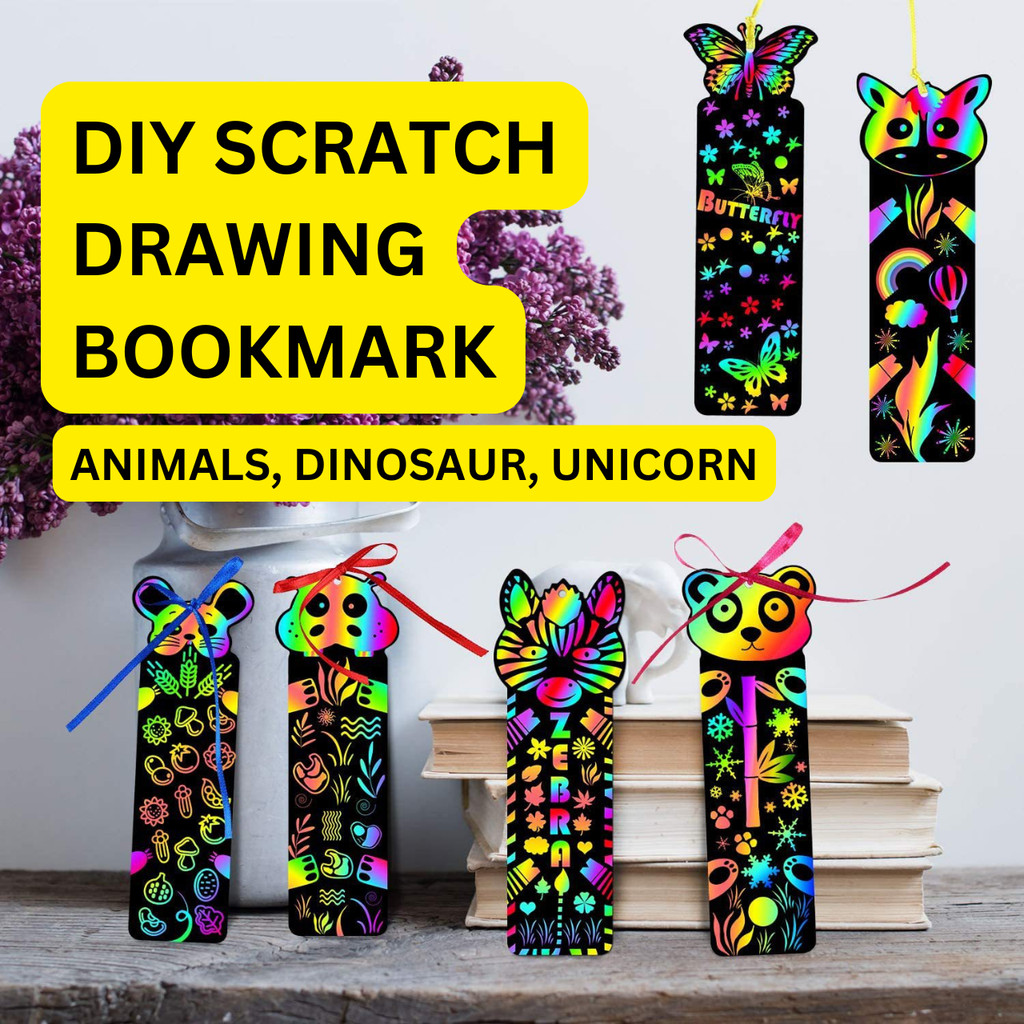 12PCS Scratch Bookmarks - DIY Children Painting Early Education Drawing ...