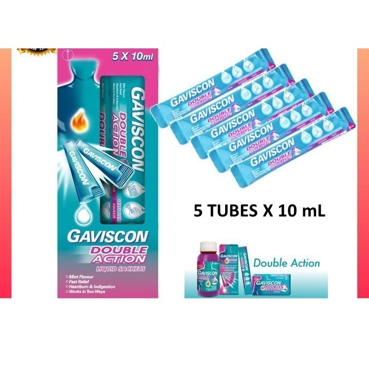 Gaviscon Double Action Liquid Sachet 5 x 10ml EXP:06/2026 (Fast ...