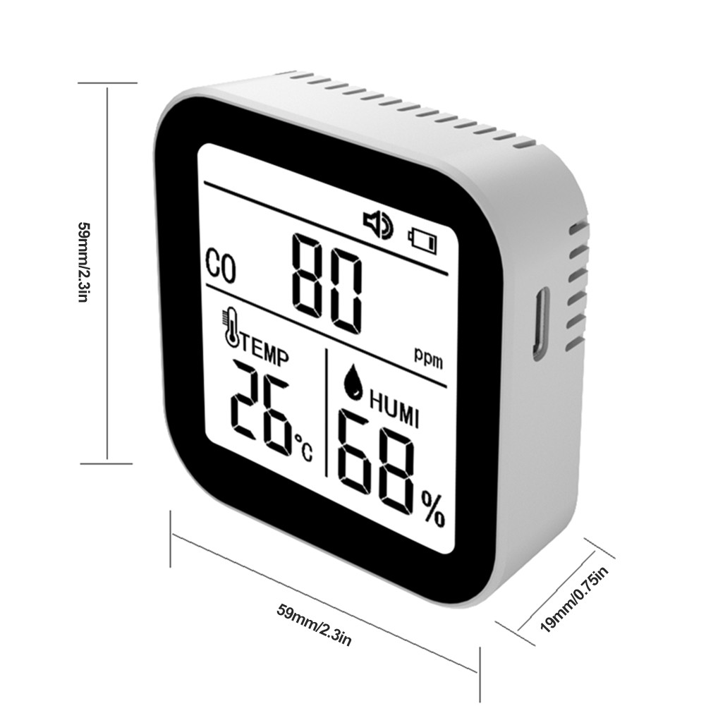 3-in-1 CO Temp Humidity Detector with Lanyard Temp/Humidity Sensor for ...