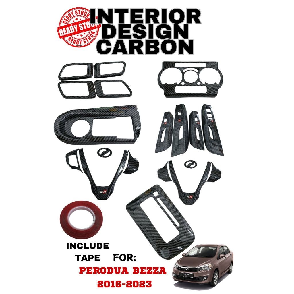 Perodua Bezza 2016-2023 Carbon Set/Pcs Frame/Cover Garnish Interior Car ...